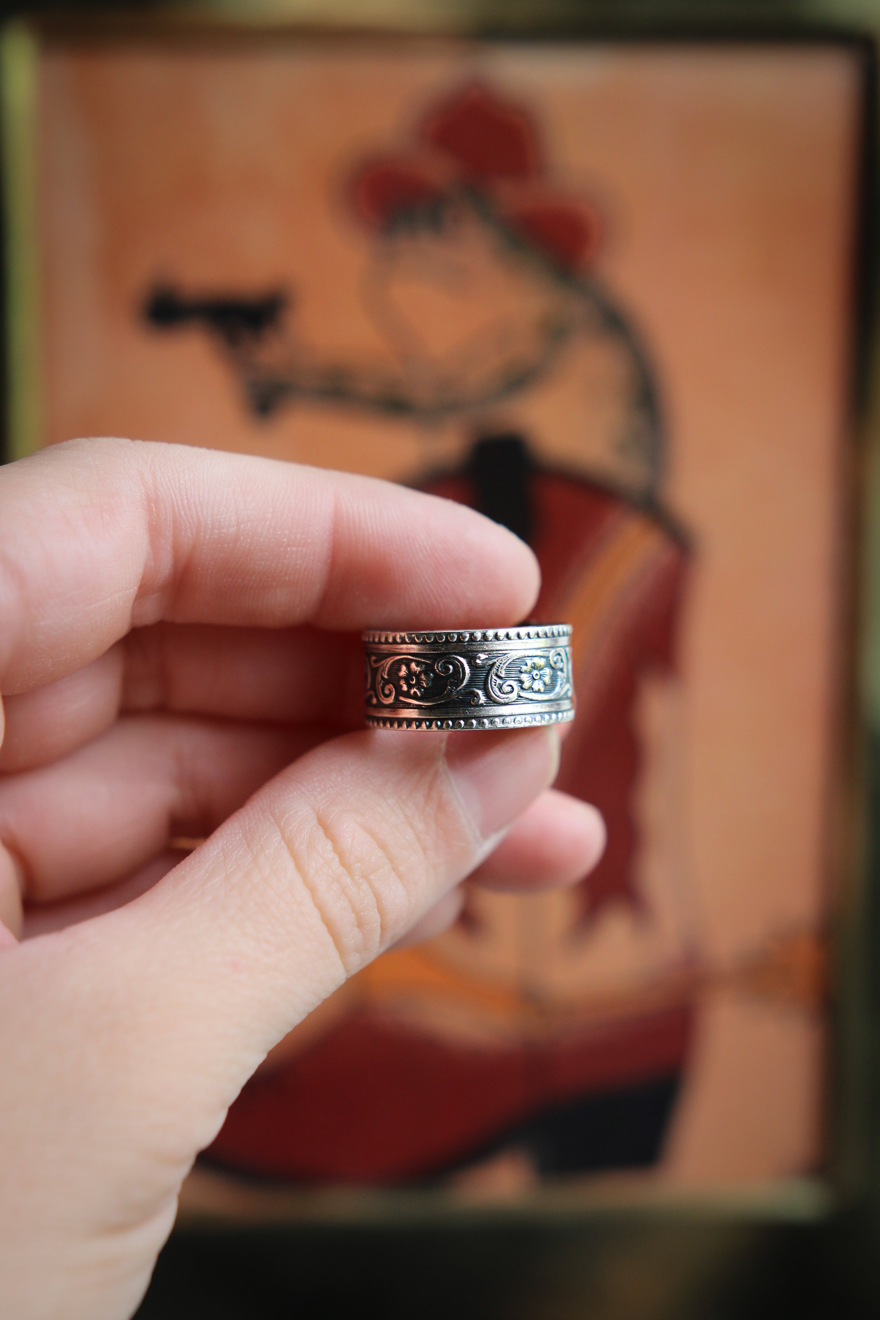 Sterling Silver Thick Floral Band – hellbent silversmith